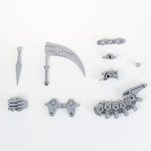 ■商品説明プラアクト・オプション・シリーズの人気商品「03：双刃（ソウジン)」の再生産が決定しました！「双刃」のテーマは『刃』+『組み換え』！クナイ・鎌、それらを装着可能な篭手に翼型バインダー、ジョイントパーツが付属しています。豊富なパーツ...