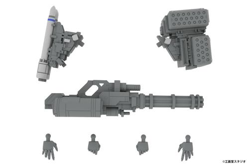 ■商品説明5inMの 1/48 装甲歩兵用に拡張セットDが登場です。DRu35 MLC、R25ロケット、M7Aガトリング砲、平手（左右）、にぎり手（左右）のセットとなります。肩武装の取り付けは3mm軸を採用し、取り付け・取り外し・左右反転が...