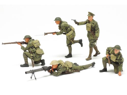 ■商品説明【タミヤ初の第一次大戦フィギュア】●第一次大戦に参加したイギリス歩兵の人形5体セットです。士官や機銃手、汎用性の高い3体の小銃手を躍動感あるポーズでモデル化。●服装や装備品も第一次大戦中に使われたタイプをリアルに再現。●エンフィー...
