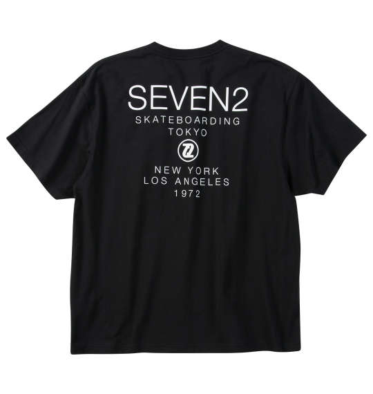 大きいサイズ メンズ SEVEN2 天竺半袖Tシャツ (3L 4L 5L 6L 8L) (ブラック) サイズバスト総丈裾周り肩幅袖丈アームホール袖口3L13078130582460424L14080140602564445L15082150...