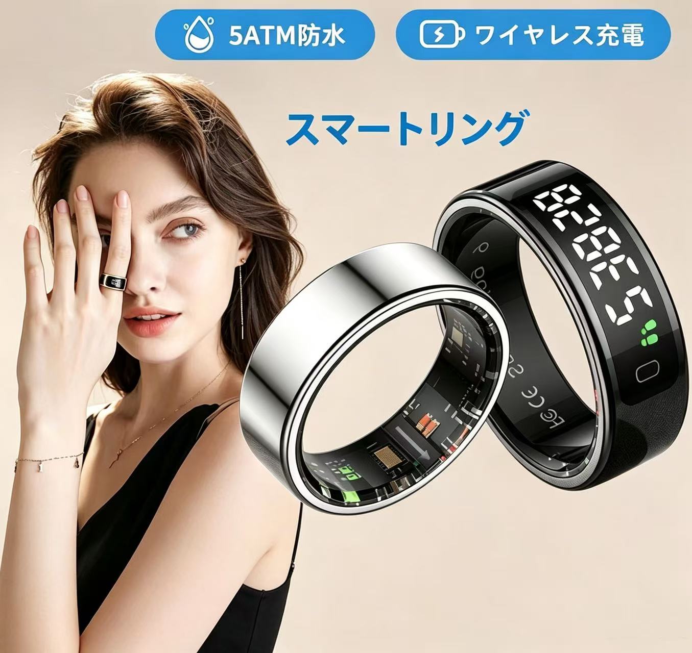 商 　 品　 説　 明 重量 2～3g ※サイズにより異なります 仕様 材質：航空機宇宙グレードの合金チタン(内部) エポキシ樹脂(指側) PVDコーティング(外側) サイズ：6号～14号　※USサイズ表記 セット内容 スマートリングx1 ...