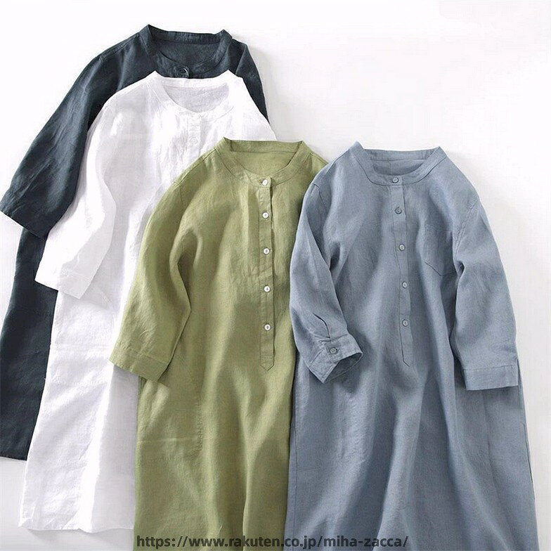 商品情報 商品名 ワンピース チュニック 七分袖 カットソー クルーネック 麻 リネン ボタン ゆったり 無地 シンプル カジュアル 通学 通勤 体型カバー 20代 30代 40代素材 麻カラー M|L|XL|2XLサイズ 各サイズの寸法に...