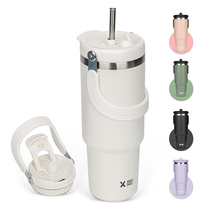 【大容量水筒】：900mlの大容量ウォーターボトルで、レジャー、仕事、アウトドア、車での移動中など、あなたのゴクゴク飲みを満足させ続けます。 男性、女性、子供に適しています。 【真空断熱】：二重層ステンレス真空断熱設計で、優れた保温/保冷性...