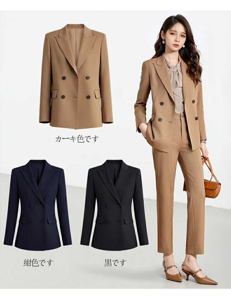 カラー：カーキ色 紺色 黒 サイズ：S / M / L / XL / 2XL / 3XL / 4XL / 5XL 洗練されたデザインのスーツ上下セットです。 ジャケットとパンツのセットで、統一感のある上品なスタイルを演出します。 ビジネスシ...