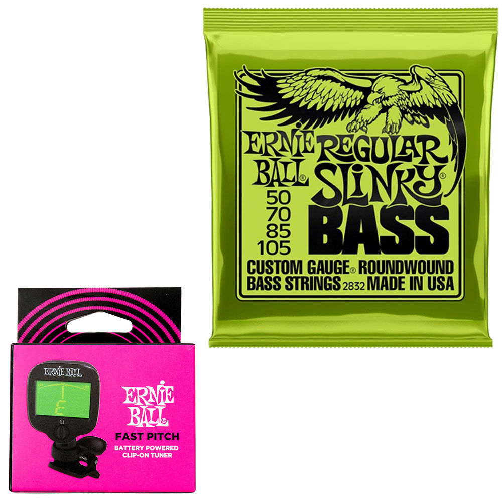 《セット内容》 ・ERNIE BALL 2832 Regular Slinky 50-105 エレキベース 弦 x1 ・ERNIE BALL 9644 Fast Pitch Clip-On Tuner x1 多くのトップ・ベーシストに愛用さ...