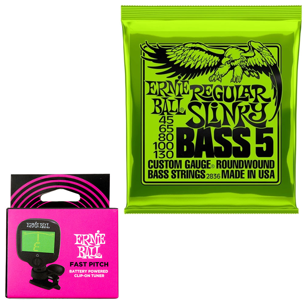 《セット内容》 ・ERNIE BALL 2836 Regular Slinky 50-130 エレキベース 弦 x1 ・ERNIE BALL 9644 Fast Pitch Clip-On Tuner x1 多くのトップ・ベーシストに愛用さ...