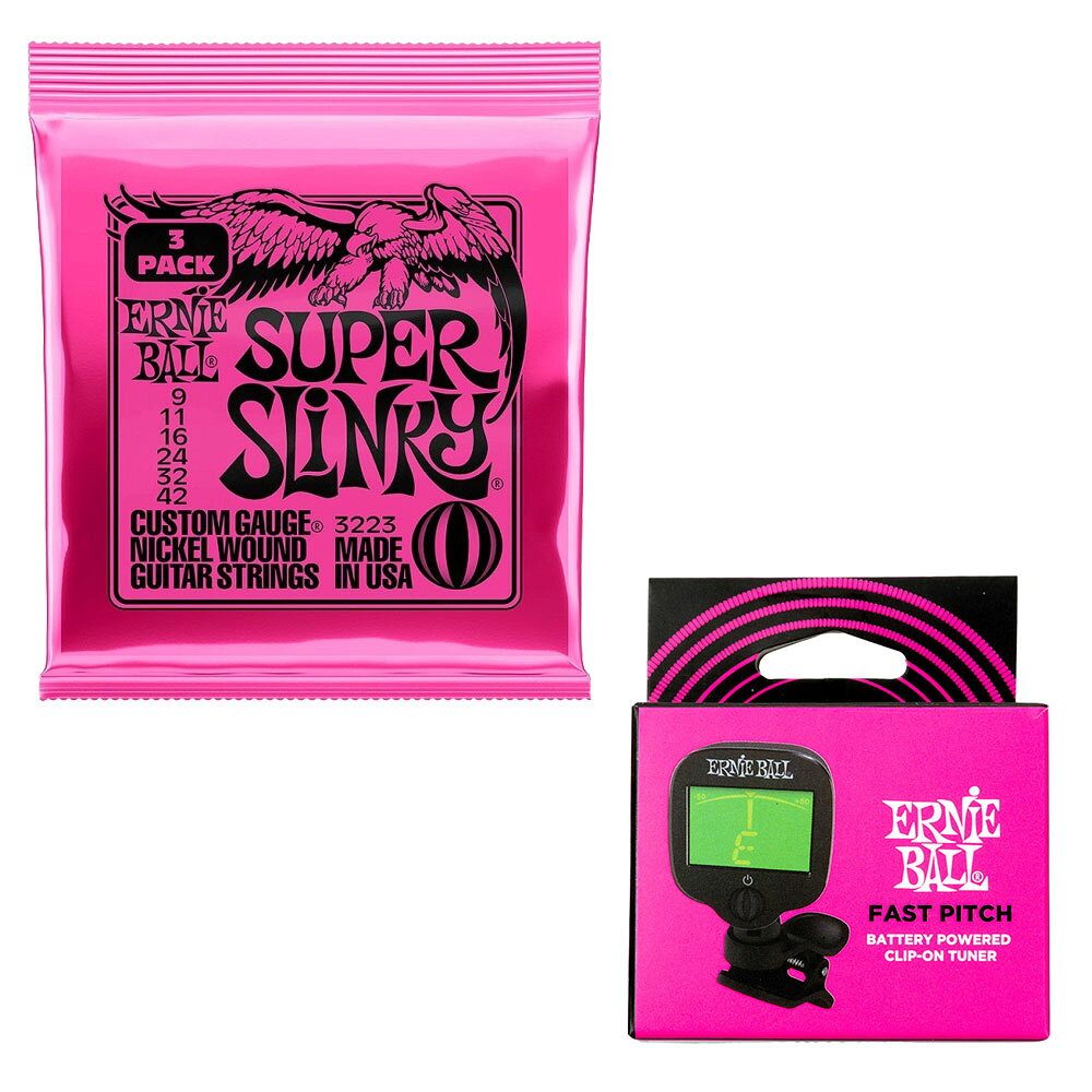 《セット内容》 ・ERNIE BALL 3223 Super Slinky 3 Pack x1 ・ERNIE BALL 9644 Fast Pitch Clip-On Tuner x1 世界のトップギタリストに愛用される定番エレキギター弦 ...