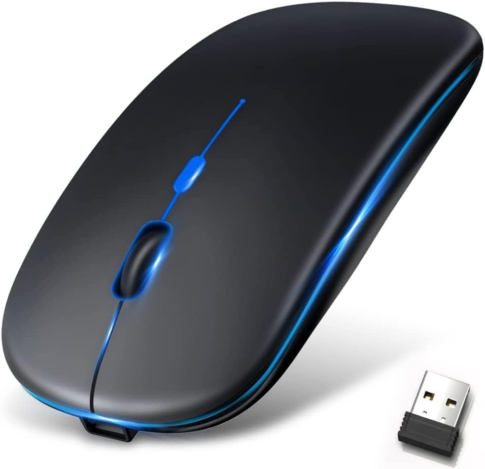 【極薄型モデル＆Type-C充電式】マウス 無線 Bluetooth 5.2 ワイヤレスマウス 静音 瞬時接続 小型 高感度 ブルートゥース 2.4GHz 3段階DPI切替 省エネ 7色ライト 光学式 高耐久性 Mac/Windows/Su...