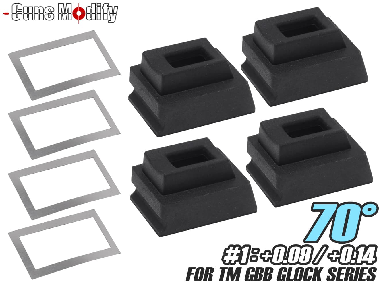 商品説明ITEM INFOノズルとの位置関係を調整し、ベストなクリアランス発見に！GunsModify カスタムガスルートパッキン #1/70°(+0.09or+0.14) 4pcs for TM GLOCKです。東京マルイ ガスブローバッ...