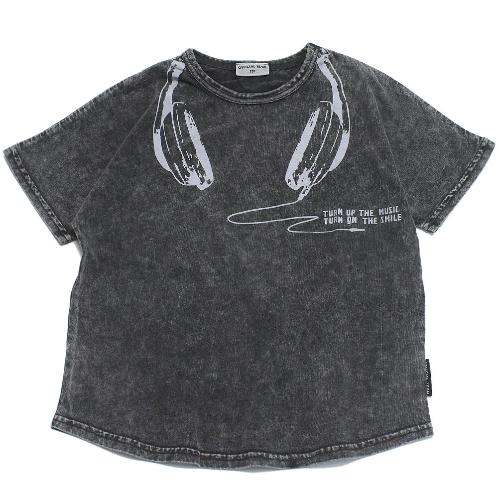 “オフィシャルチーム”の製品染めスマイルミュージックTシャツ・ユニークなデザインの半袖Tシャツ・ゆとりのあるドルマンスリーブTシャツ・スマイルマークが目を惹くポップなバックプリント・ボディは肌触りのいいコットン100％・コーデの主役になるア...