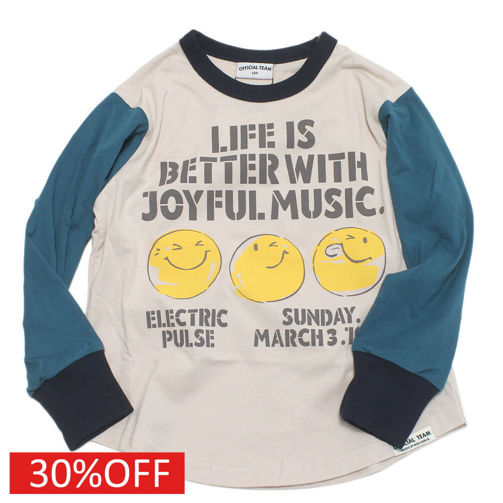 “オフィシャルチーム”のスマイルロゴTシャツ・肌馴染みの良い生地感で抜群の着心地・3つ並んだスマイルがポップで印象的・すっきりとしたレギュラーシルエット本体　綿100%リブ　綿95%　ポリウレタン5%ホワイトグリーンブラックメーカー希望小売...