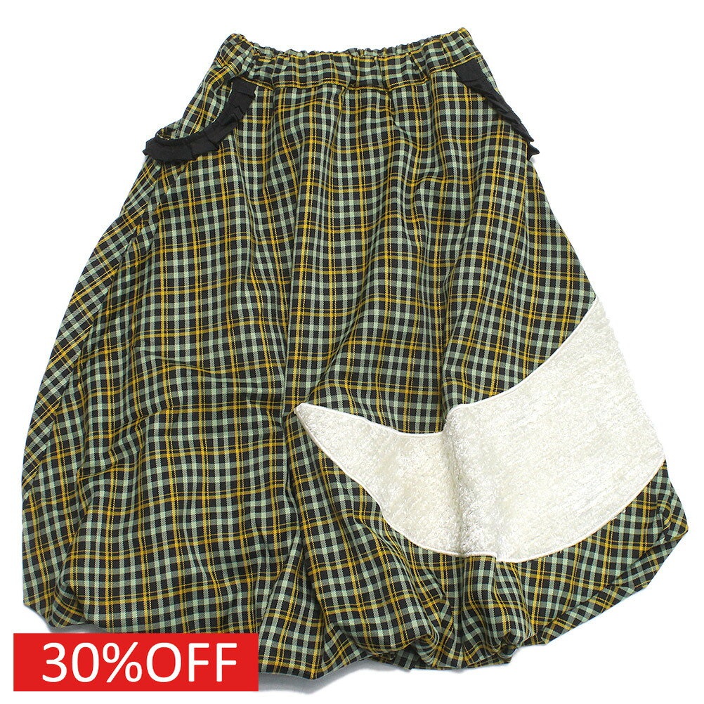 “ユニカ”のチェックmoonシャギーバルーンスカート・秋冬らしい温かみのあるチェック柄・ボリュームたっぷりのバルーンスカート・サイドの月部分は立体感のあるシャギー素材を使用・異素材使いがポイントになった1着 model：身長130cm / ...