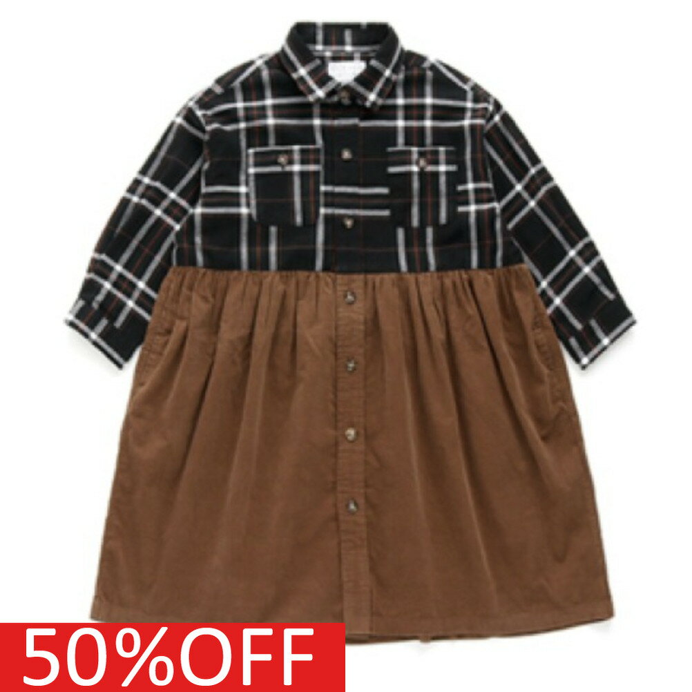 “オーシャン＆グラウンド”キリカエシャツワンピース・トップスとスカートをドッキングしたかのようなデザインが魅力・100-140sizeは膝下丈。150-160sizeはロング丈・1枚でもサマになるアイテムです見頃：ポリエステル　64％　レー...