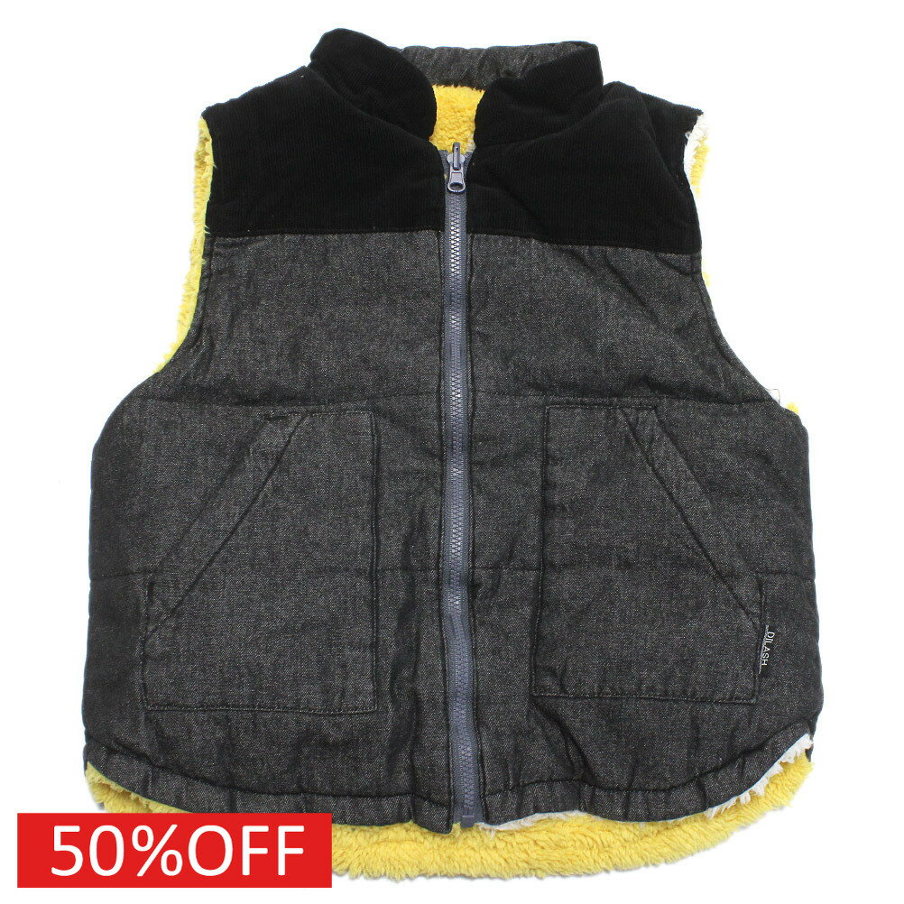 “ディラッシュ”のデニムボアリバーシブルベスト・2つの異なる表情が楽しめるデニムとボアのリバーシブルベスト・秋口の羽織から真冬のインナーベストまで長く使える◎・フロントはジップアップで着脱簡単・切替デザインやデニムポケットがポイント・両面に...