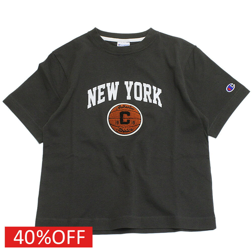 “チャンピオン キッズ”のNEW YORKリラックスフィットT・バスケットボールのサガラ刺繍が目を惹くデザイン・ゆったりとしたリラックスシルエット・着心地の良いコットン天竺素材・デイリーでもおすすめの1着本体　綿100%リブ部分　綿95%　...