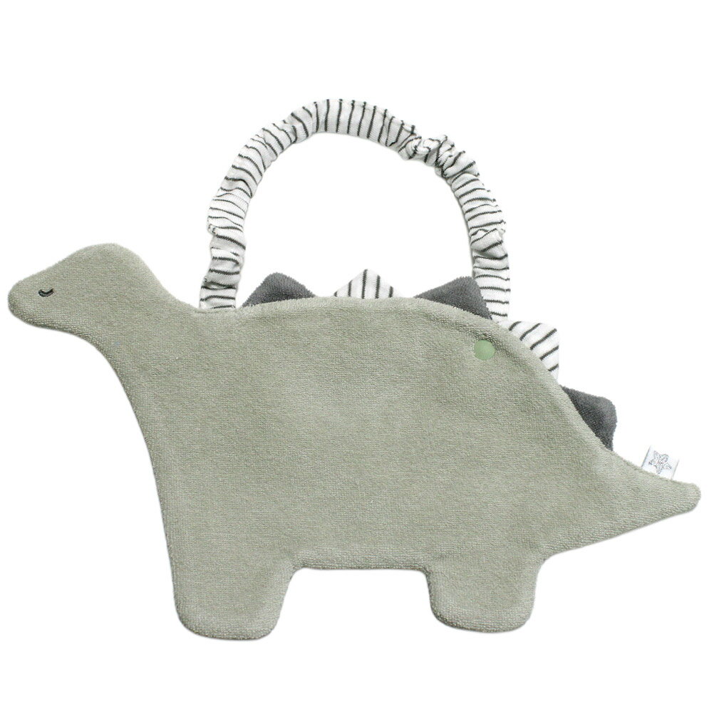 “モクモフ”の恐竜スタイ・カラーごとにそれぞれ違った恐竜モチーフのスタイ・肌触りがよく吸水性もあるパイル地・赤ちゃんの手でつかみやすいパーツ付きで手遊びにもおすすめ・首回りは優しくフィットするゴム仕様・前側にスナップボタンがついているので取...