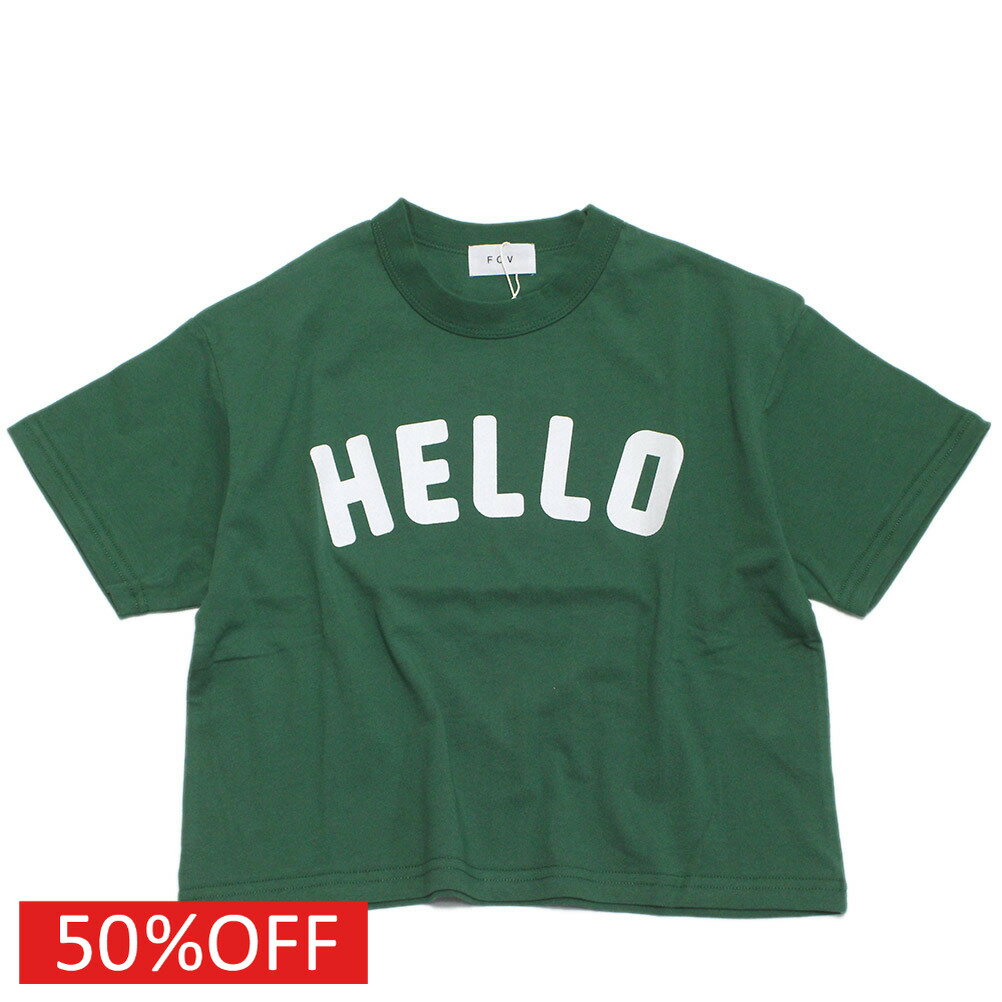 “フォブ”のHELLO Tシャツ・シンプルなボックス型のロゴTシャツ・着回しやすいロゴデザインがポイント・ワイドでやや着丈を短めに設定・程よいオーバーサイズシルエット・コットン100%で柔らかい着心地model114～118cm / M(1...
