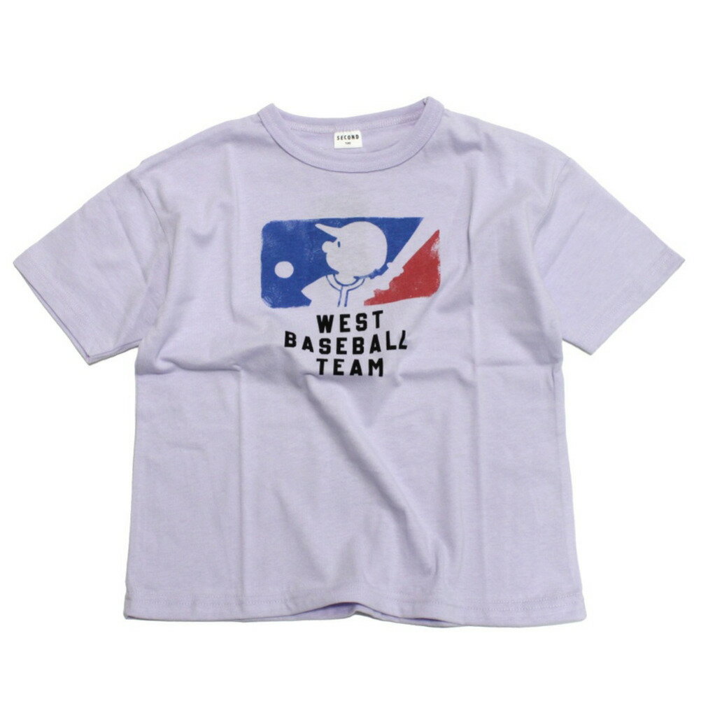 “セカンド”のBASEBALL TEAM Tシャツ・ベースボールのエンブレムをプリント・程よくゆとりを持たせたリラックス感のあるシルエット・柔らかい肌触りの綿素材・通学からおでかけまでデイリーに活躍する1着本体　綿100%リブ部分　綿95%...