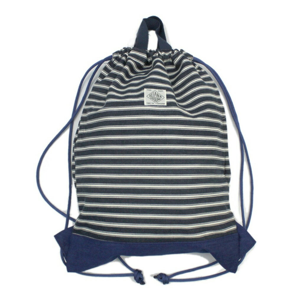 “オーシャン＆グラウンド”BLUEBLUEナップサック・体操服入れにもピッタリなサイズ・ヒモはサイズ調整可能・シンプルなデザインデニム　綿80%　ポリエステル20%ヒッコリー　綿98%　ポリウレタン2%デニム(DM)デニム(DM)関連キーワ...