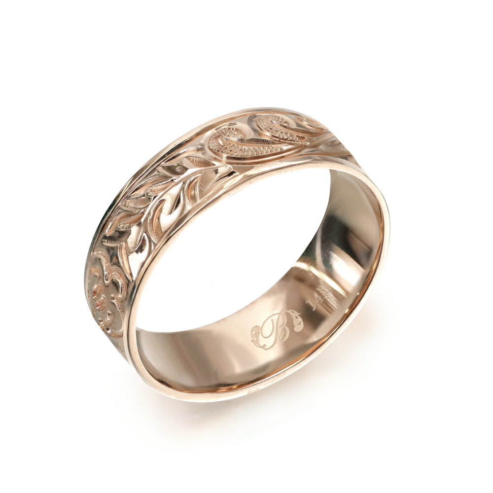 インフォメーションお問い合せ品番PF6C-B商品名14Kピンクゴールド フラット 幅6mm 厚み1.2mm マイレ＆カレイキニ プレーン リングこちらはオーダーメイド商品です入金確認後に、ハワイの工房に製作を依頼する受注生産の商品です。ご注...