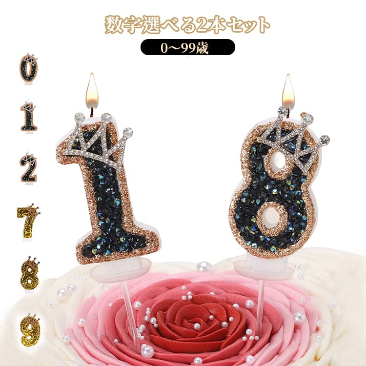 特別な日を、ワンランク上の輝きで演出。キラキラクラウン装飾付きナンバーキャンドルセットです。キャンドルには繊細なスパンコールとクラウンジュエリーがはめ込まれており、ケーキに立てるだけで一気に主役級の存在感を放ちます。これらのバースデーキャン...