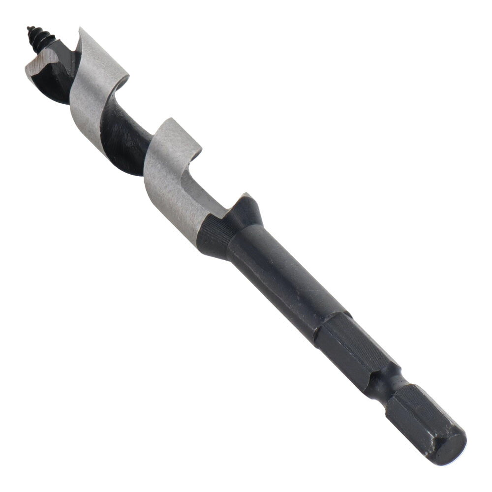 木材・合板・コンパネの穴あけに 商品情報 品番：TWS-12.0 刃径：12mm 全長：110mm 溝長：60mm 軸径：6.35mm(六角軸) 特長 ドリル刃先端が喰い込みの良いらせん状だから、素早く穴あけができる。 加工面の仕上げがきれ...