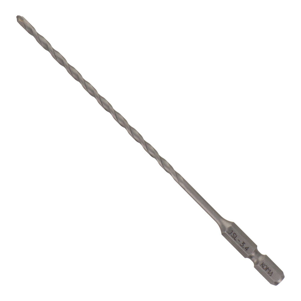商品情報 品番：JSL-3.4 刃径：3.4mm 全長：150mm 有効長：90mm 特長 振動機能付きインパクトドライバー・電気ドリルで 　コンクリートに穴あけが可能。 各種充電ドリルにワンタッチで装着。 シャンクから刃先まで一体形状の為...