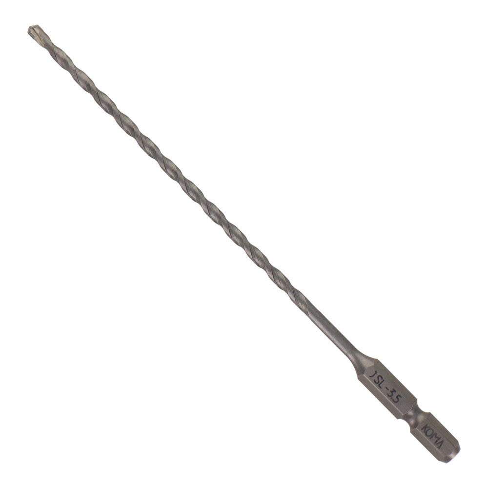商品情報 品番：JSL-3.5 刃径：3.5mm 全長：150mm 有効長：90mm 特長 振動機能付きインパクトドライバー・電気ドリルで 　コンクリートに穴あけが可能。 各種充電ドリルにワンタッチで装着。 シャンクから刃先まで一体形状の為...