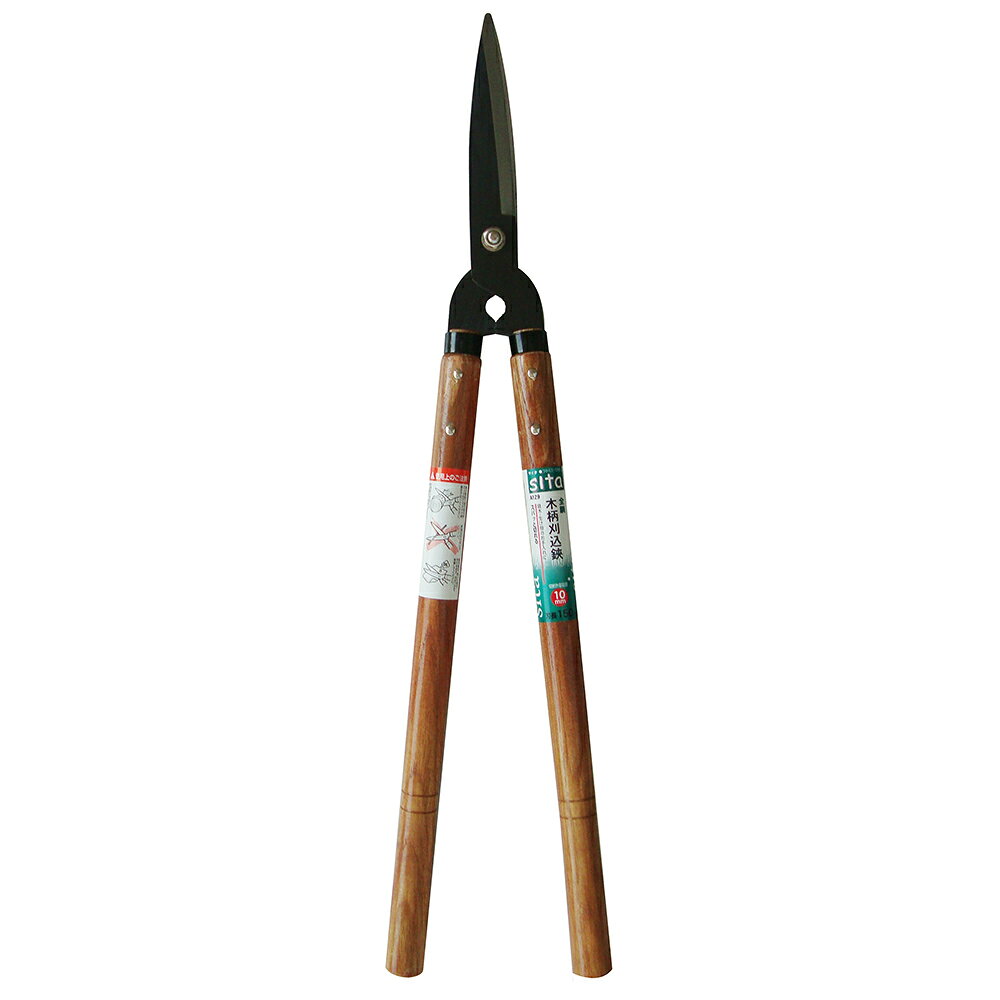 スパッと切れる！ 商品情報 品番：A129 全長：650mm 刃長：150mm 重量：約820g 生木切断許容範囲：約10mm 用途 庭木・生け垣などのお手入れに ※改良により予告なく形状や仕様が変更になる場合があります。ご了承ください。