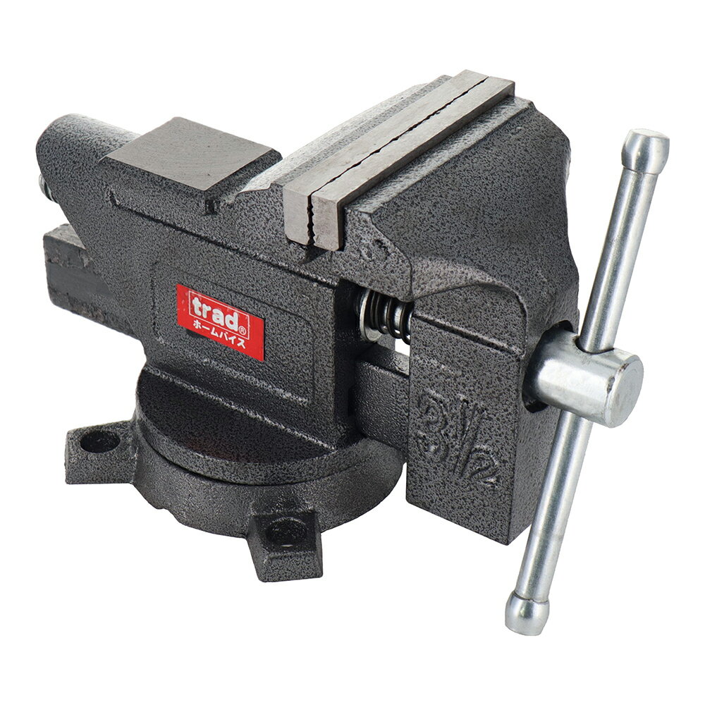 強靭な鋳鉄製！回転盤付きで加工に便利！ 商品情報 品番：THV-90 全長：230mm 口金幅：90mm 最大口開き：約90mm 口金の深さ：50mm アンビル：35×45mm 重量：4.5kg 仕様 サビにくい電着塗装仕上げ アンビルが付...