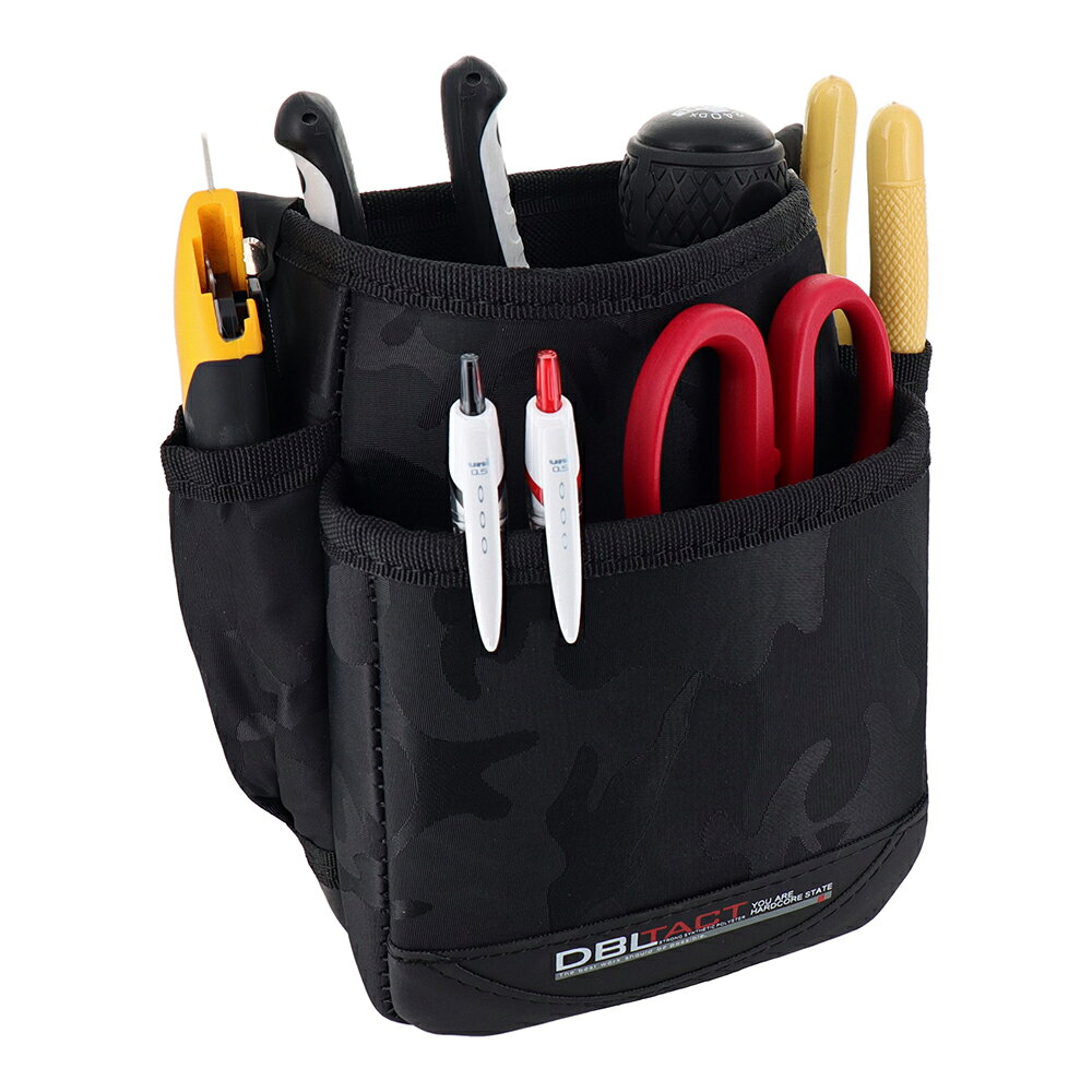 腰袋の人気の迷彩カラーが登場！ 商品情報 品番：DT-02S-BC 本体寸法（H×W×D）：H190×W150×D90mm 深さ：2段（175mm／130mm） 重量：約170g カラー：ブラック迷彩 特長 小型なので腰回りがスッキリ 型く...