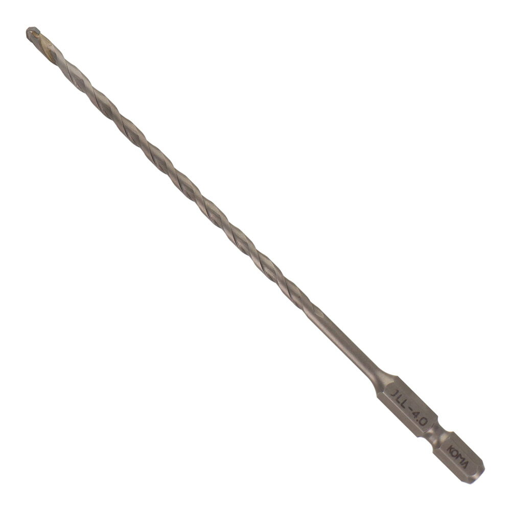 商品情報 品番：JLLー4.0 刃径：4.0mm 全長：150mm 有効長：90mm 特長 各種充電ドリルにワンタッチで装着。 インパクト、回転のどちらも可能。 シャンクから刃先まで一体形状の為、刃先のブレやビビりが無く、最適な穴あけが可能...
