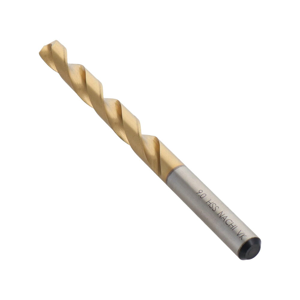 ステンレス・鉄・鋼・木材・プラスチックの穴あけに 商品情報 刃径：9.0mm 全長：125mm 溝長：81mm 特長 チタンコーティングにより寿命は鉄工ドリルの10倍 刃先のシンニング加工により食い付きが良い。 仕様 穴あけ深さの目安：刃径...