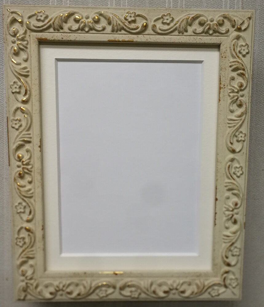 8201ホワイト窓枠寸法180mm×137mmマット中抜き寸法154mm×111mm正面アクリル箱付き