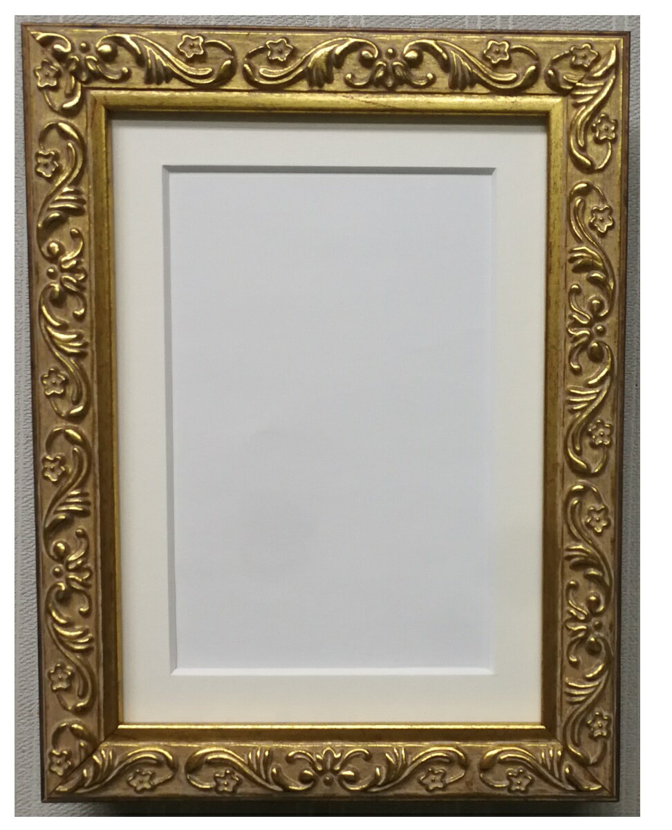 8201ゴールド窓枠寸法190mm×134mmマット中抜き寸法156mm×100mm正面アクリル裏板付 壁掛け用/箱付き