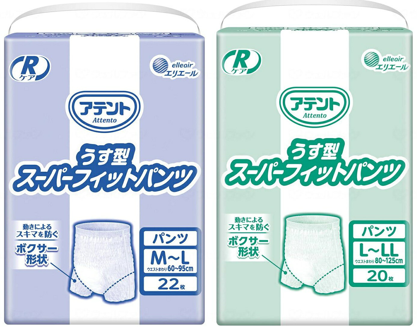 ・動きによるスキマを防ぐボクサー形状。 ・脚まわり、おしりまわりに全面フィット。 ・全面に糸ゴムを配置し、体の動きに合わせてフィット（吸収体部分を除く）。 ・「引き込みライン」で尿を素早く引き込んであふれモレ防止。 ・全面通気性。 ・消臭加...