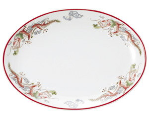 ・商品番号：s0044-0133 ・サイズ（約）：24×17×2.5cm ・商品画像の小物はイメージです。商品には含まれません。 【中華食器/プラター（楕円皿）/プラター 20cm〜30cm】【カラー：ホワイト系/レッド系】【形状：楕円】 ...