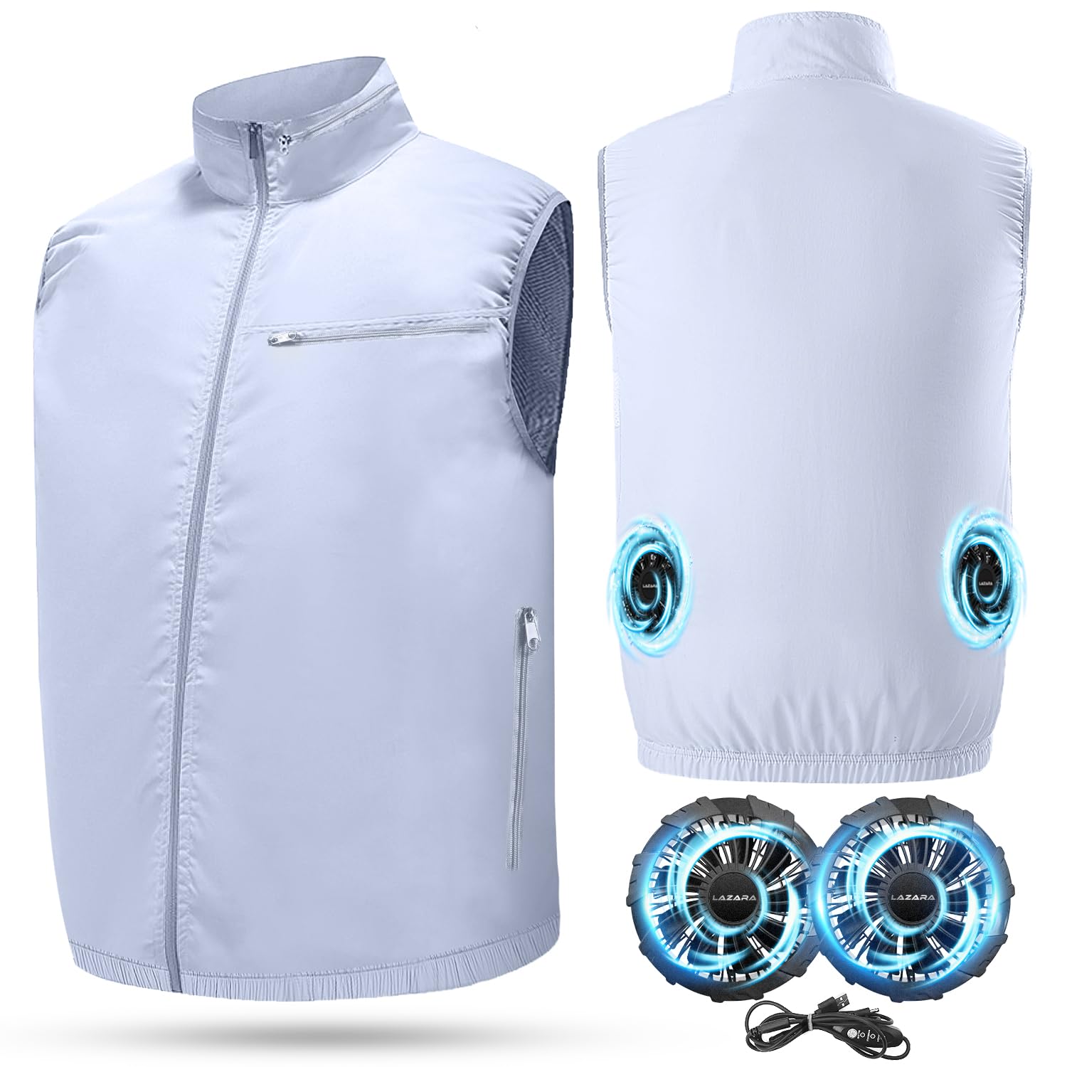 ・サイズ:3XL ・素材:ポリエステル100% ・ファン仕様:9枚羽根 ・風量調節:3段階(弱、中、強) ・連続稼働時間:最大12時間(10000mAhモバイルバッテリー使用時) ・UVカット率:98%以上 ・冷感効果:-12℃ ・機能:撥...