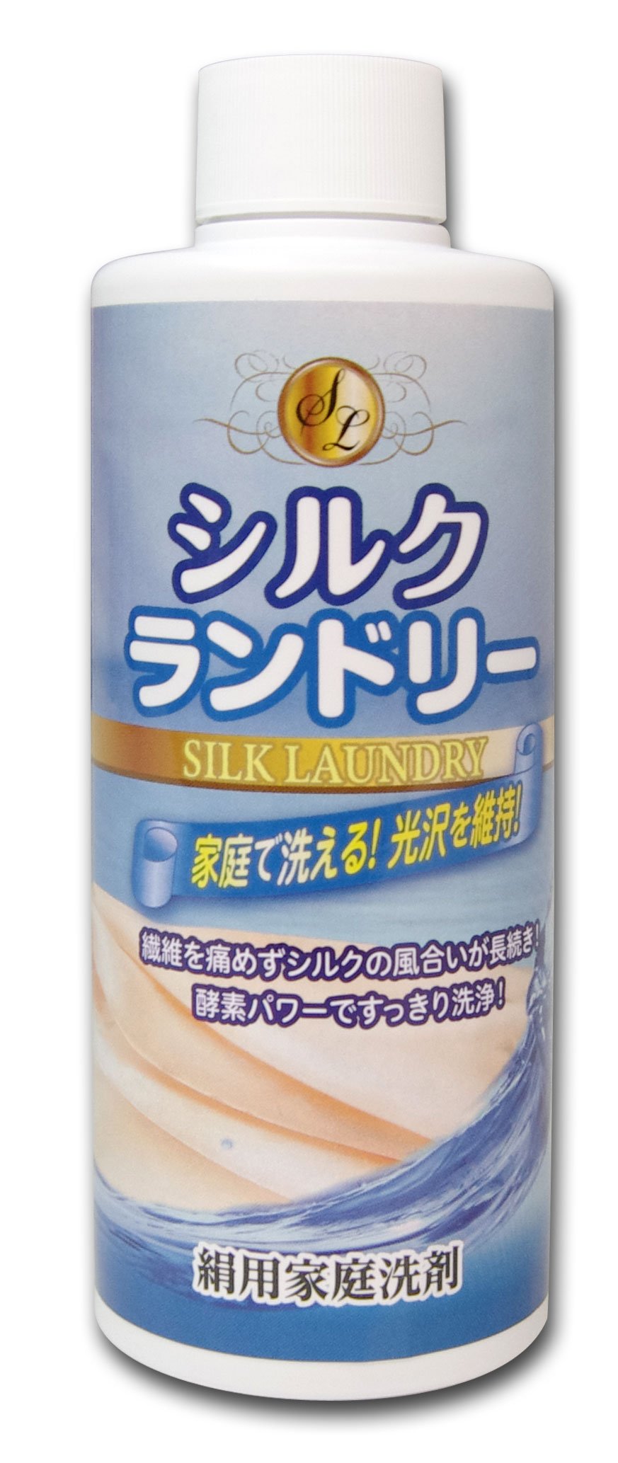 ・液性:中性 ・用途:絹用 ・正味量:200ml ・成分:界面活性剤(30%、アルキル硫酸エステルナトリウム、脂肪酸アルカノールアミド)、酵素 ・使用量の目安:水2リットルから5リットルに対し5ml(キャップ1杯)
