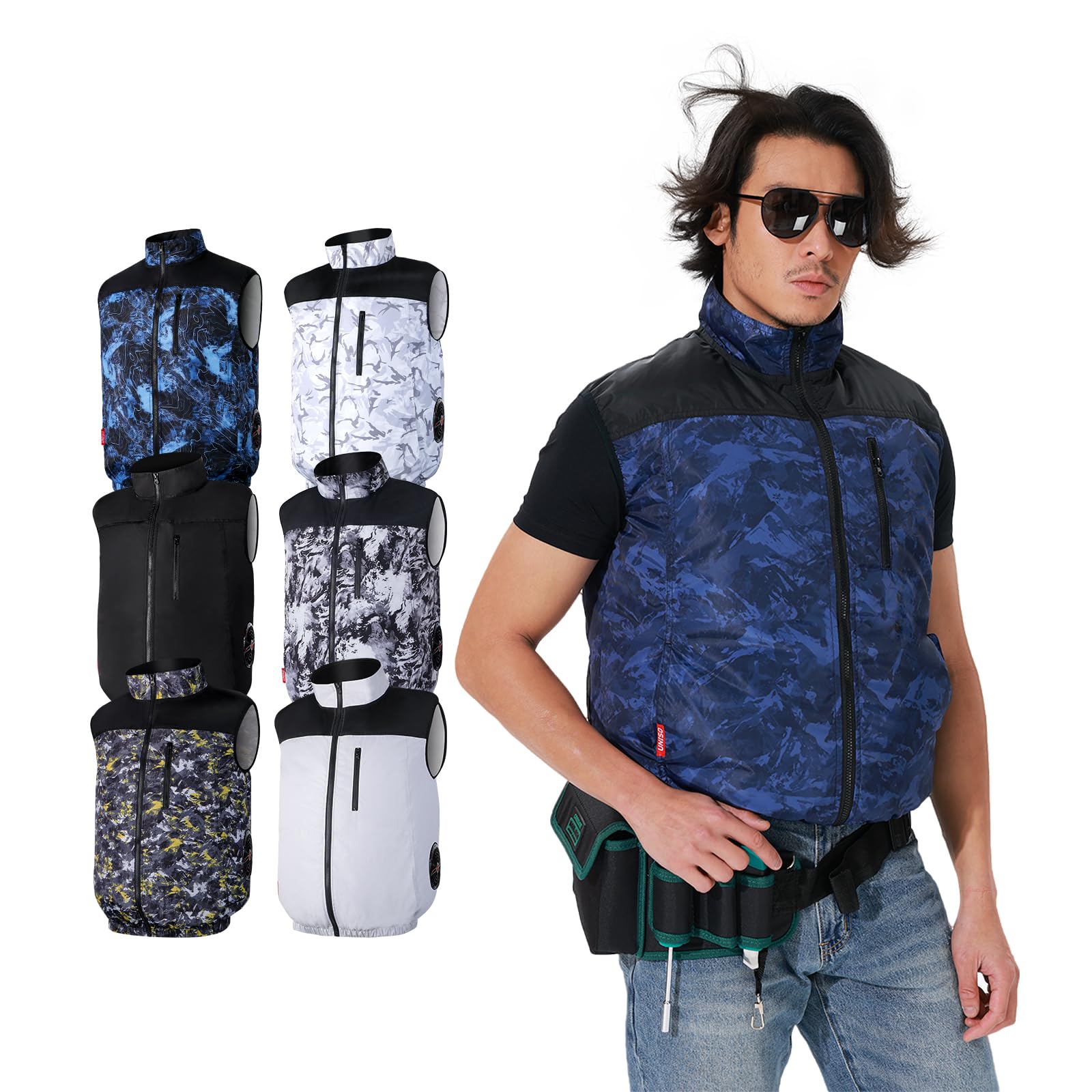 ・サイズ:Sサイズ(S~5L展開) ・カラー:ネイビーCAMO ・素材:ポリエステル ・機能:撥水加工、UVカット(UPF50+)、チタンコーティング(裏地)、コードホール付き ・仕様:男女兼用、洗濯機丸洗い可(ネット使用推奨)