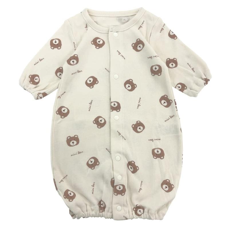 [チャックルベビー] ベビー服 赤ちゃん 新生児 ツーウェイオール ドレス カバーオール 男の子 女の子 くま 40-50cm 50-60cm P5549E