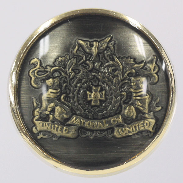 ☆ メタルボタン ☆Metal Buttonハンドメイド（手作り 手芸 釦の付け替え）などにいかがでしょうか サイズ 15mm入数 1個カラー G釦穴形状 裏足付素材 エポキシ／ダイカスト染色 不可 日本製 メール便発送 可 （配達日時指定...