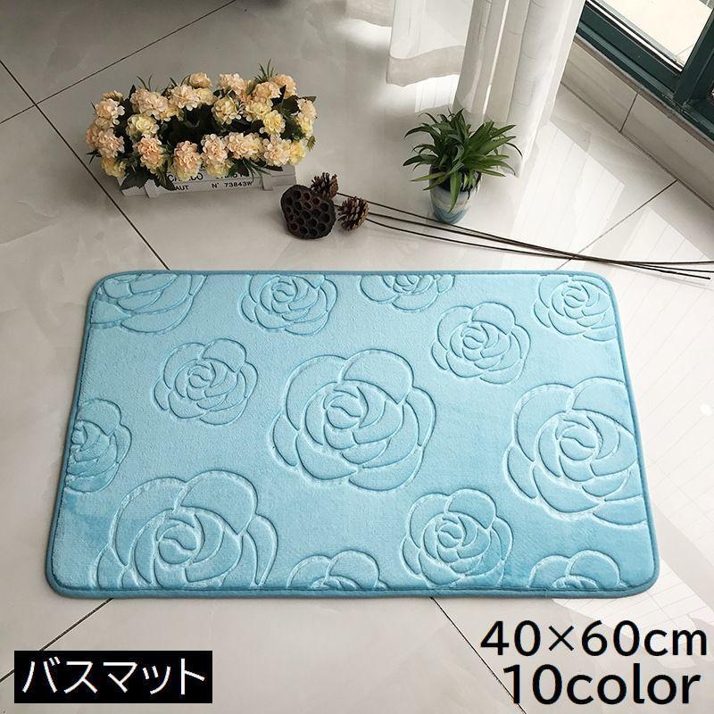バラ柄のお洒落なバスマットです。滑り止め付き◎玄関やキッチンにもオススメです♪【サイズについて】画像をご参照ください。【カラーについて】生産ロットにより柄の出方や色の濃淡が異なる場合がございます。お使いのモニターや撮影時の光の加減などにより...