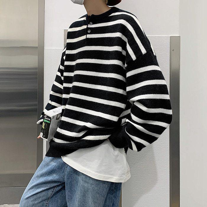 ニット セーター メンズ ニットセーター ボーダー 羽織り アウター トップス カジュアル おしゃれ 長袖 大人 通勤 通学 秋冬【カラー】ブラック【サンズ】L,XL,2XL【素　材】ポリエステル【ご注意】※通常より小さめの作りになっており...