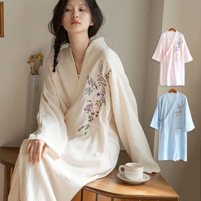 商品名 レディース ルームウェア パジャマ色 ベージュ　ピンク　ブルーサイズ M：袖丈約40cmバスト約110cm着丈約101cm適用体重45-60kgL：袖丈約41.5cmバスト約116cm着丈約104cm適用体重60-72.5kgXL：...