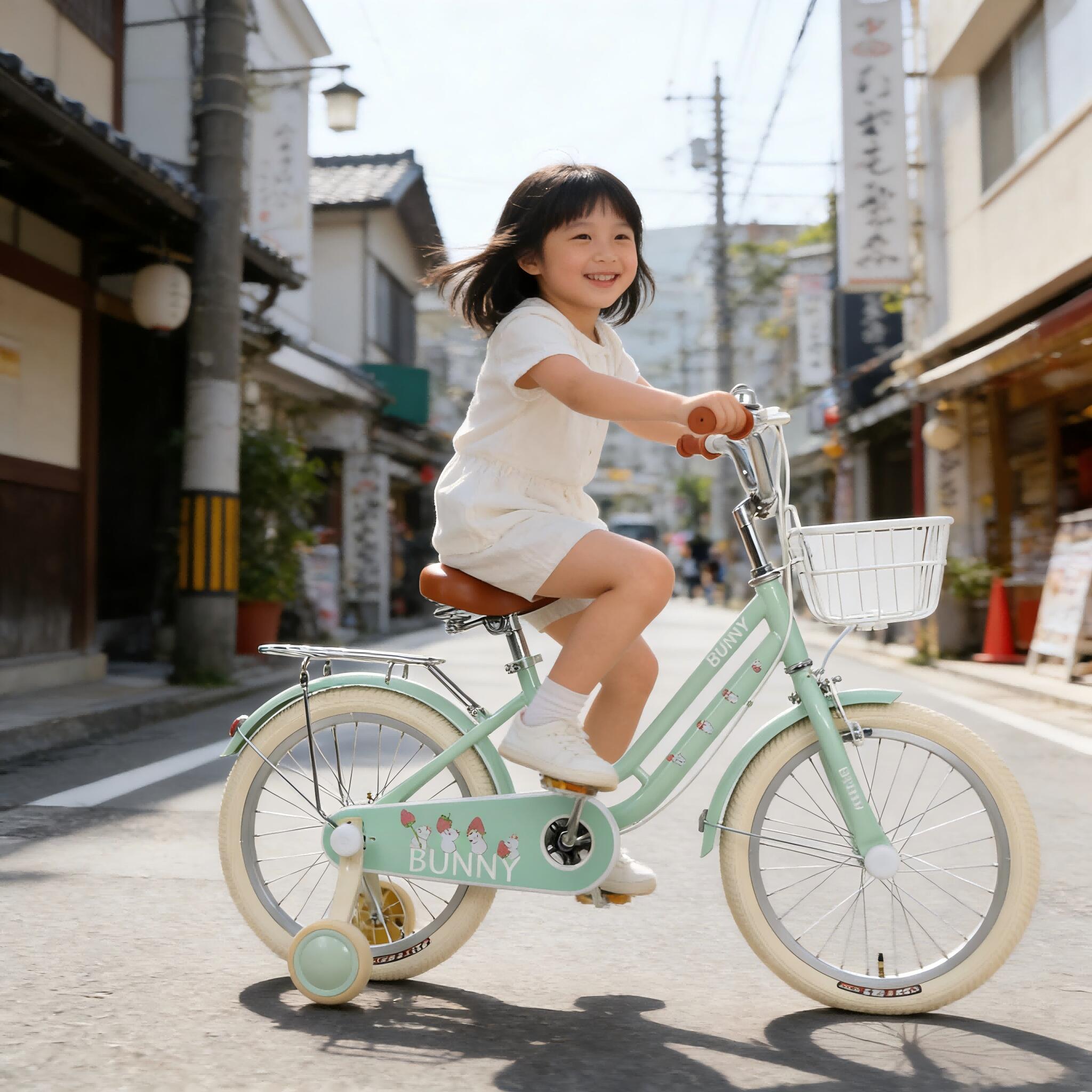 子供用自転車 こども自転車 4歳 5歳 6歳 7歳 8歳 9歳 10歳 BUNNY 16インチ 18インチ 補助輪 スタンド 泥除け 前カゴ キッズ プレゼント ギフト 入学祝い 卒業祝い 進級祝い 誕生日 男の子にも女の子にも！ 16イン...