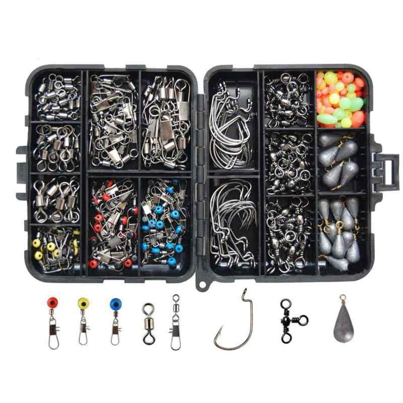 zmart 160個 釣り針 アクセサリーキット ジグフック シンカーウェイト フィッシングスイベルスナップ バス ルアーフィッシング ソフトルアー ワームフック オフセットフック スプリットリン数量：160個 材料：プラスチックの箱と釣り...