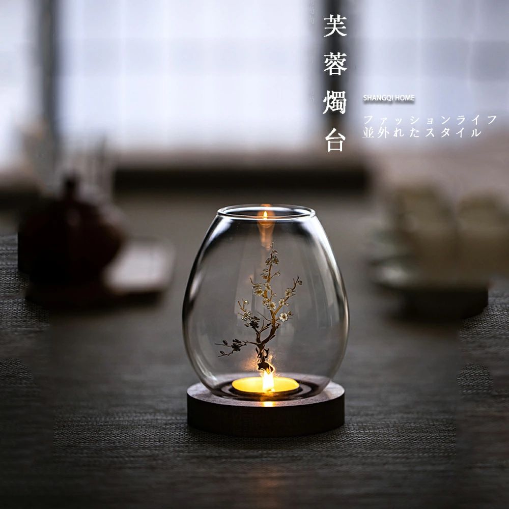 商品詳細素材素材：（ガラス　カバー） （木製　台）サイズ：8.5＊11.5cmロウソクの直径：3.5cm機能シンプルでエレガントガラスランプシェードは、高ホウケイ酸耐熱ガラスで作られています特徴特徴木製のベースは火傷防止で、持ち運びや配置が...