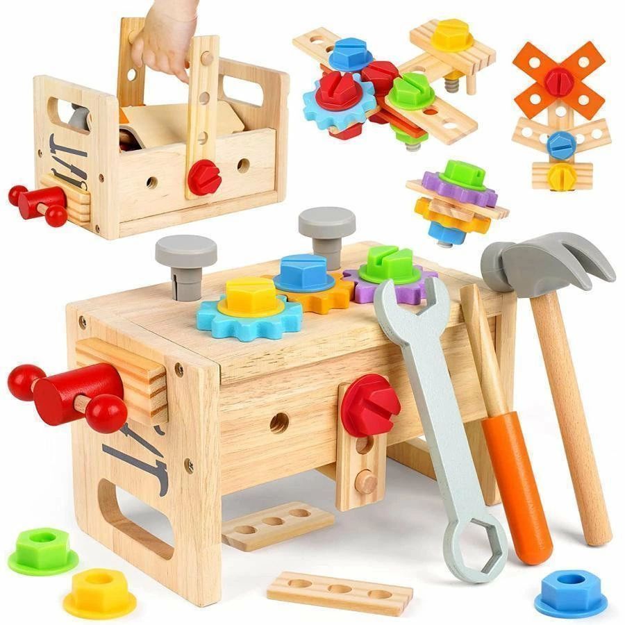 商品情報工具 おもちゃ 3 4 5 6歳子供の組み立てセットは、子供の思考と手脳変換能力を向上させます。 また、ピックアンドビルドの各ステップで、お子様の集中力と手と目の協調を発達させます。大工 おもちゃ子供用ツールセットは明るい色の木製素...