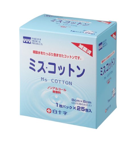 商品説明・精製水のみをたっぷり含ませたコットンですので、特に肌が敏感な方にもお使いいただけます。・滅菌済で、1枚ずつ個包装になっていますので清潔です。内容量 :25包商品サイズ (幅×奥行×高さ) :8cm×8cm(2折)JANコード：49...